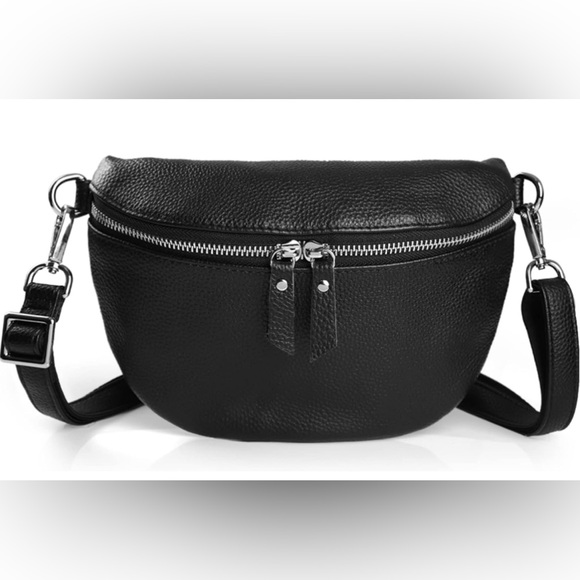 befen | Bags | Befen Genuine Leather Black Small Sling Bag Fanny Pack ...